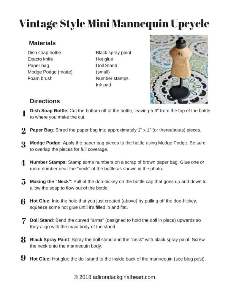 Vintage Style Mini Mannequin Upcycle • Adirondack Girl @ Heart