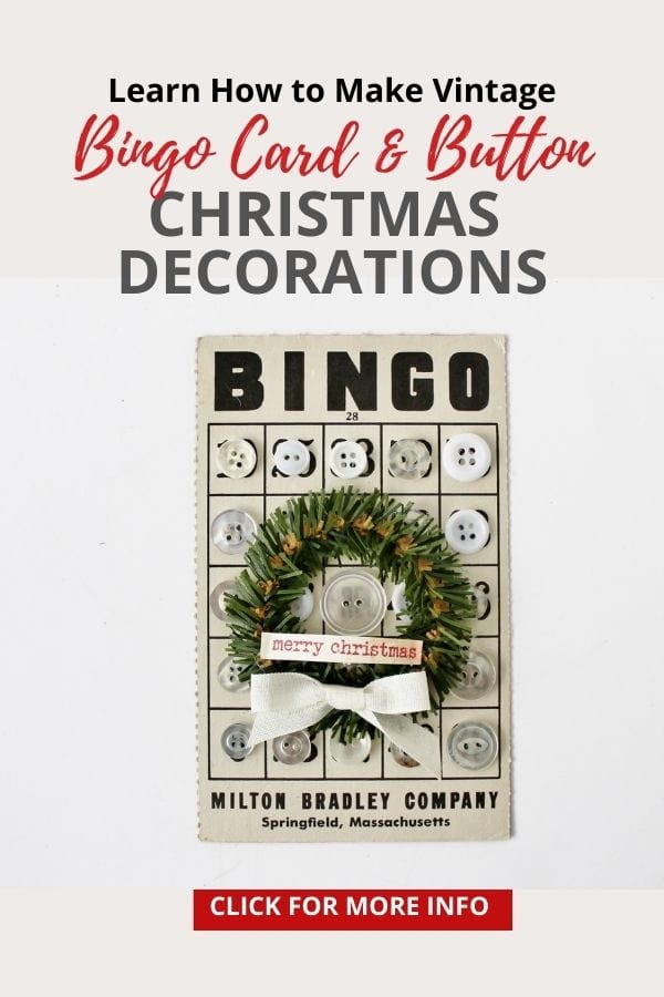 Vintage Christmas Decoration (Bingo Card & Button) • Adirondack Girl ...
